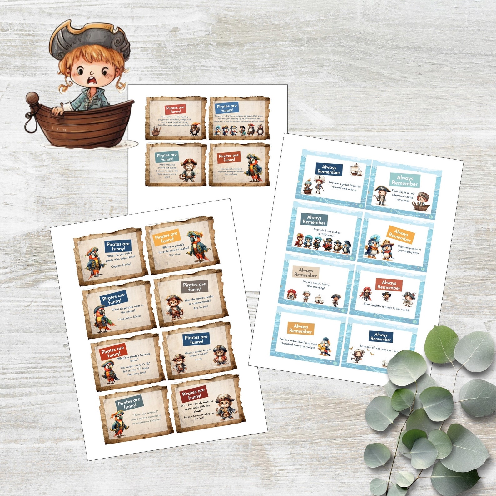 Pirate-themed Lunch Box Notes for Kids Ahoy Matey Surprise in Their ...