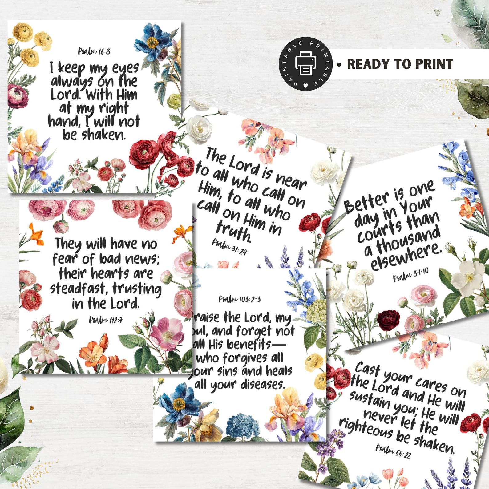 Printable Scripture Cards: NIV Psalm Verses, Christian Affirmations ...