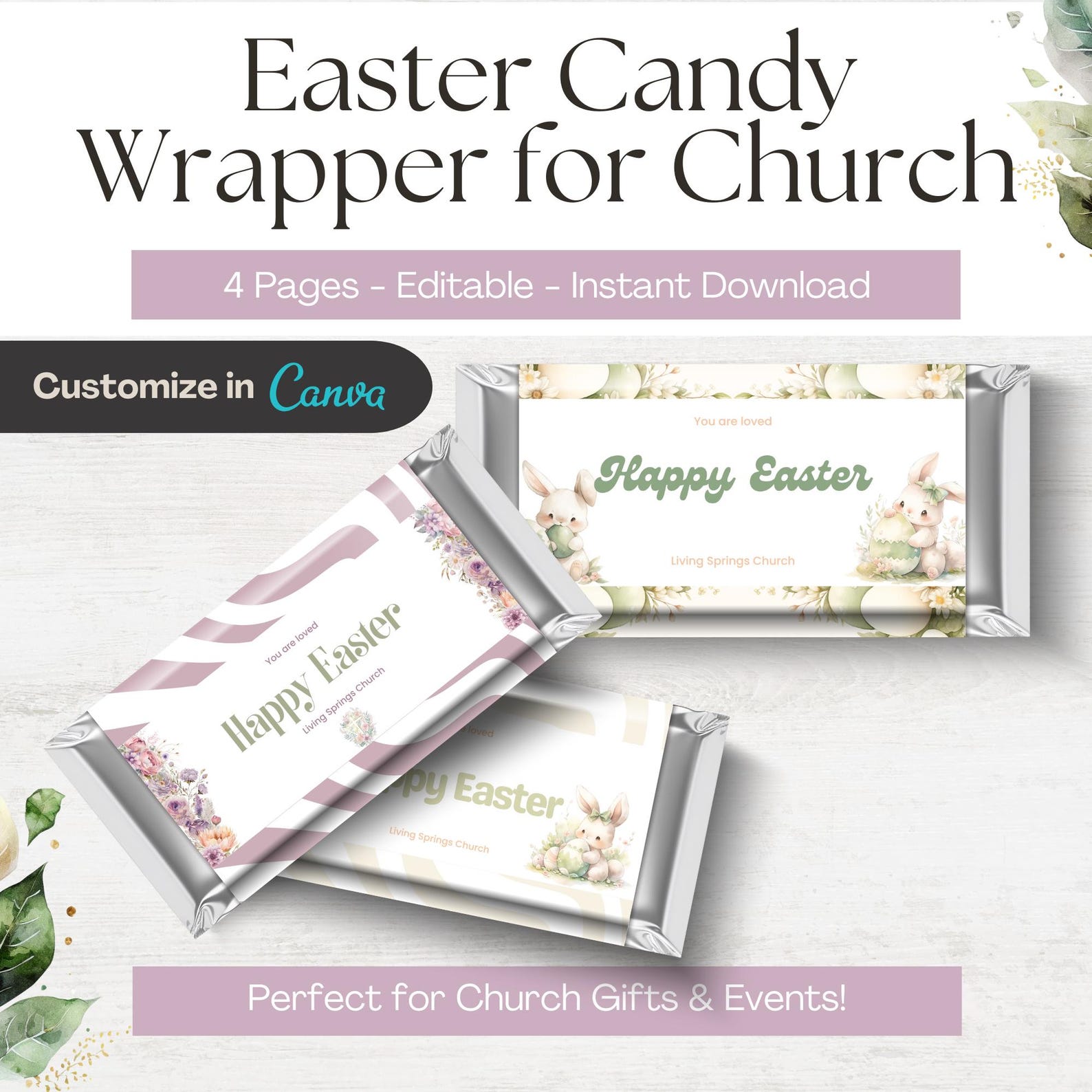 Easter Candy Bar Wrapper: Printable Chocolate Bunny Decorations ...