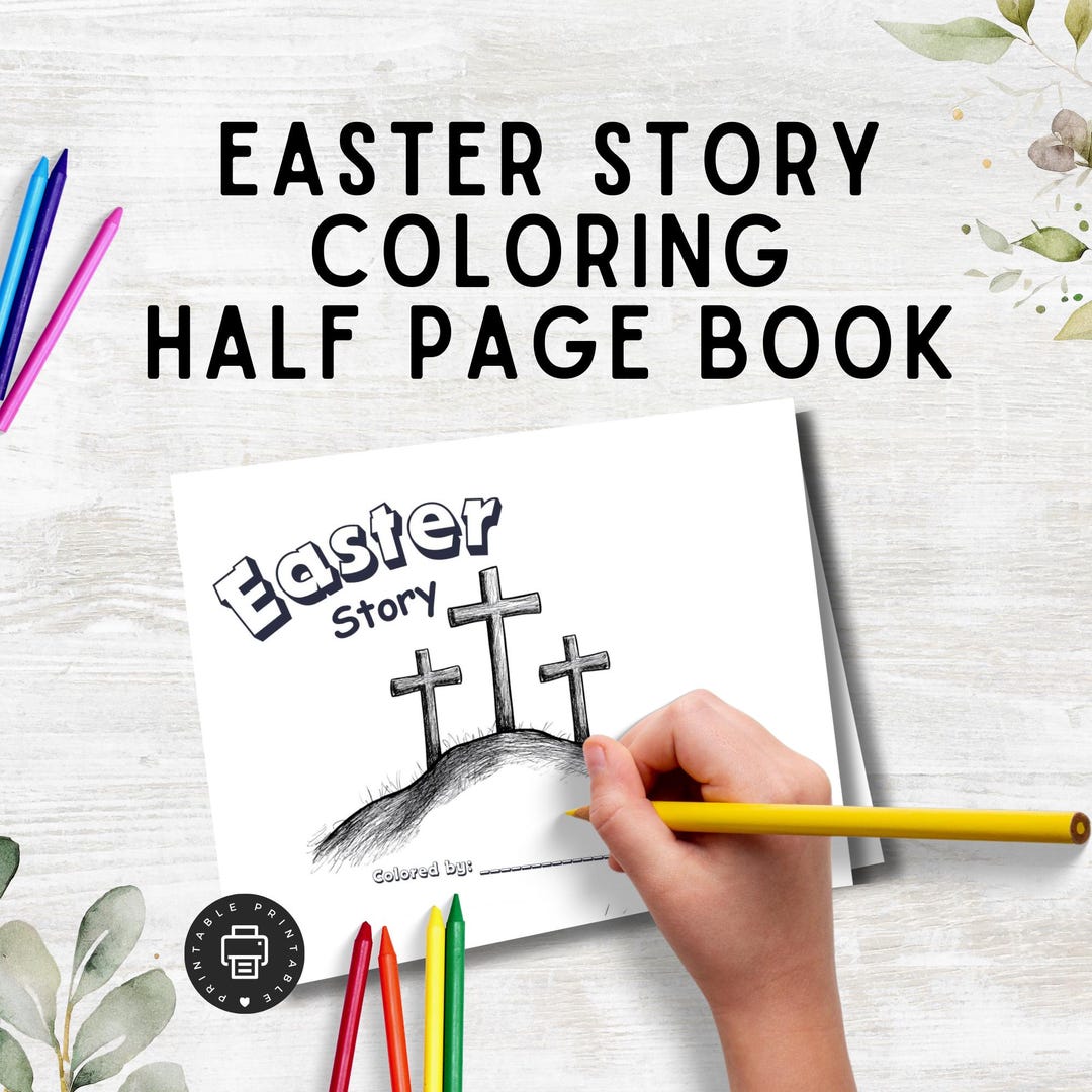 6 Pages Easter Story Coloring Book, Kids Printable Craft, Christian ...