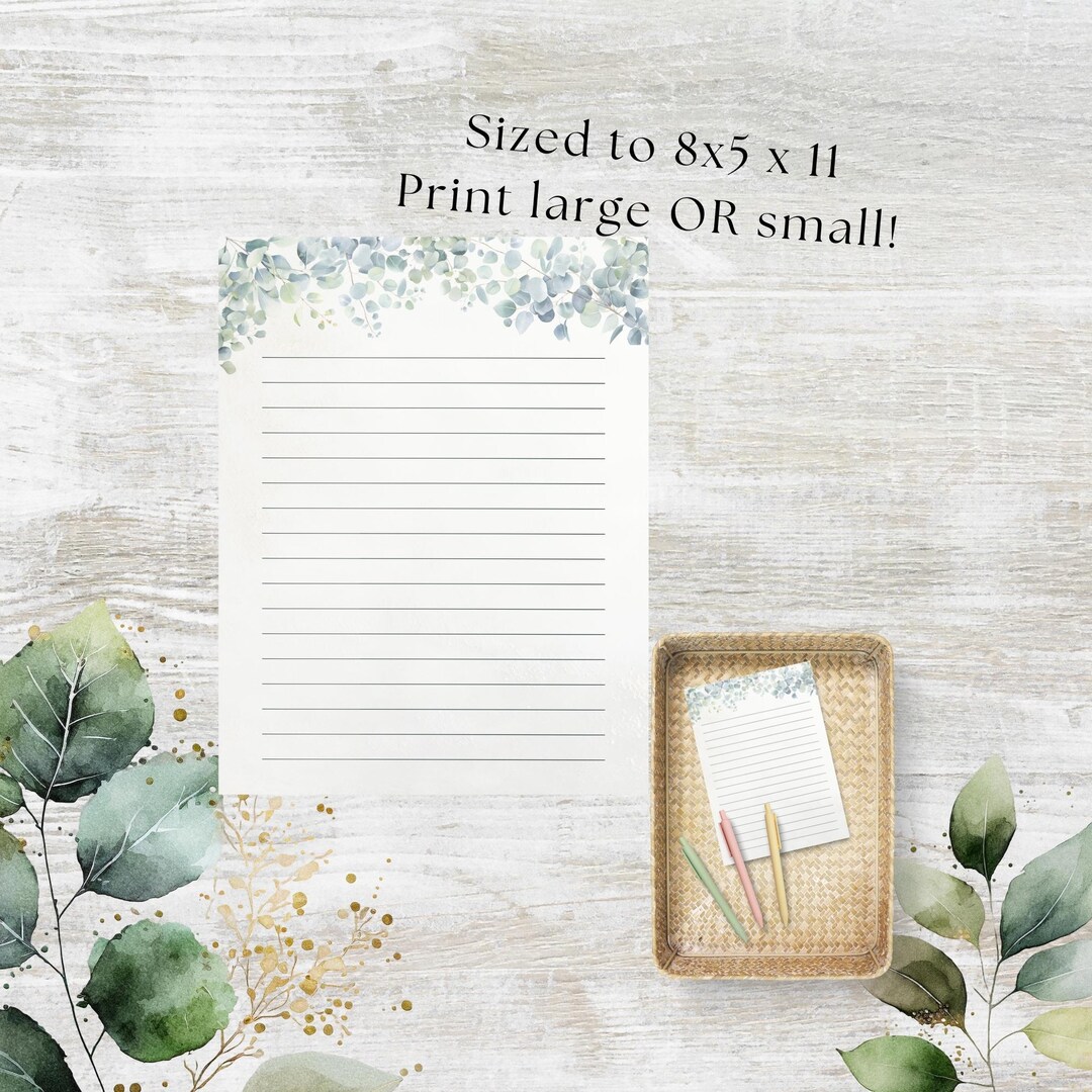 Printable Notepads Office Notes Teacher Gift Eucalyptus Simple Design ...