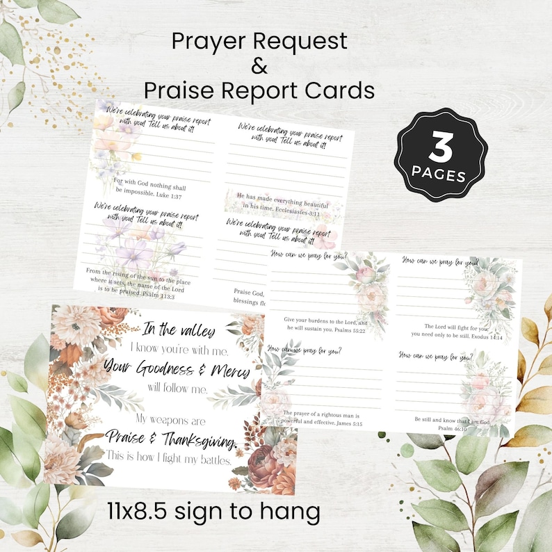 Prayer Cards Printable Prayer Notes Praise Report Cards Prayer Request ...