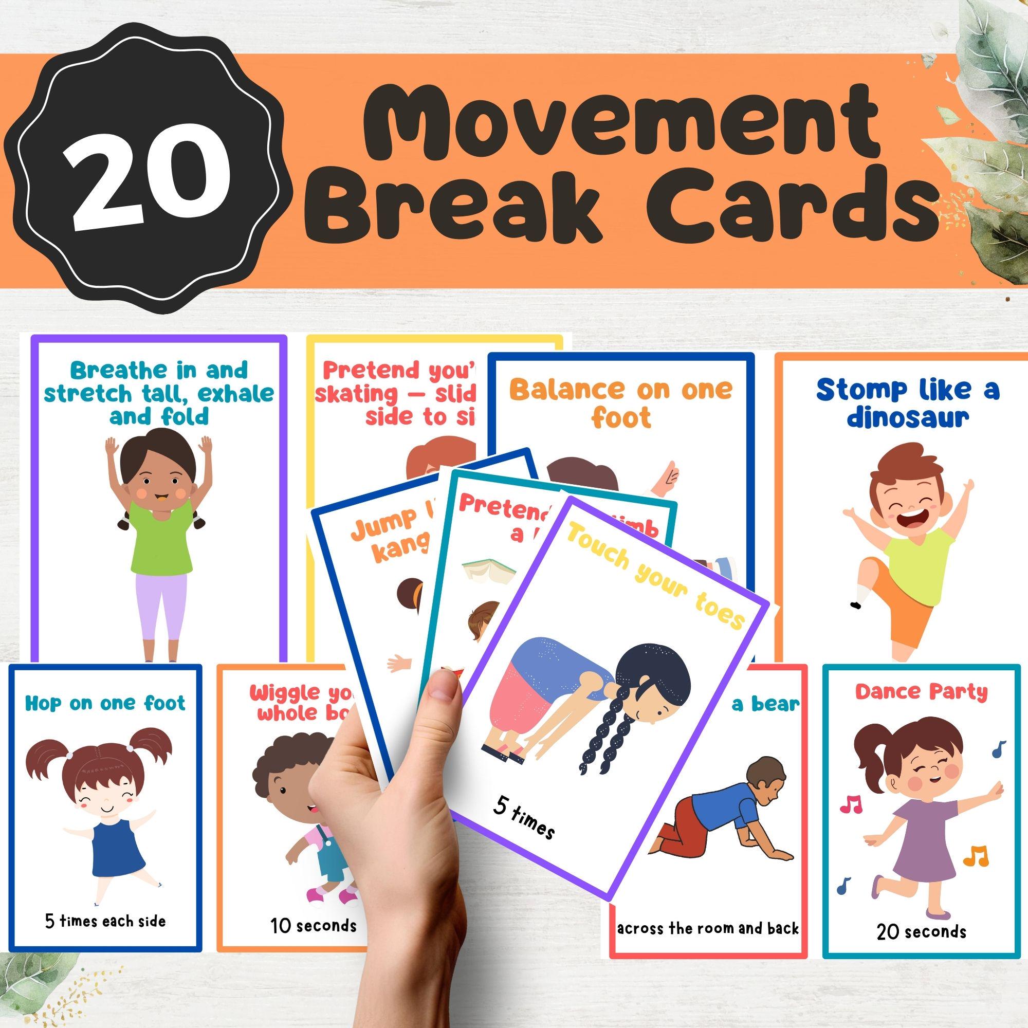 Movement Break Cards for Kids: Sensory Activity Flashcards - Etsy