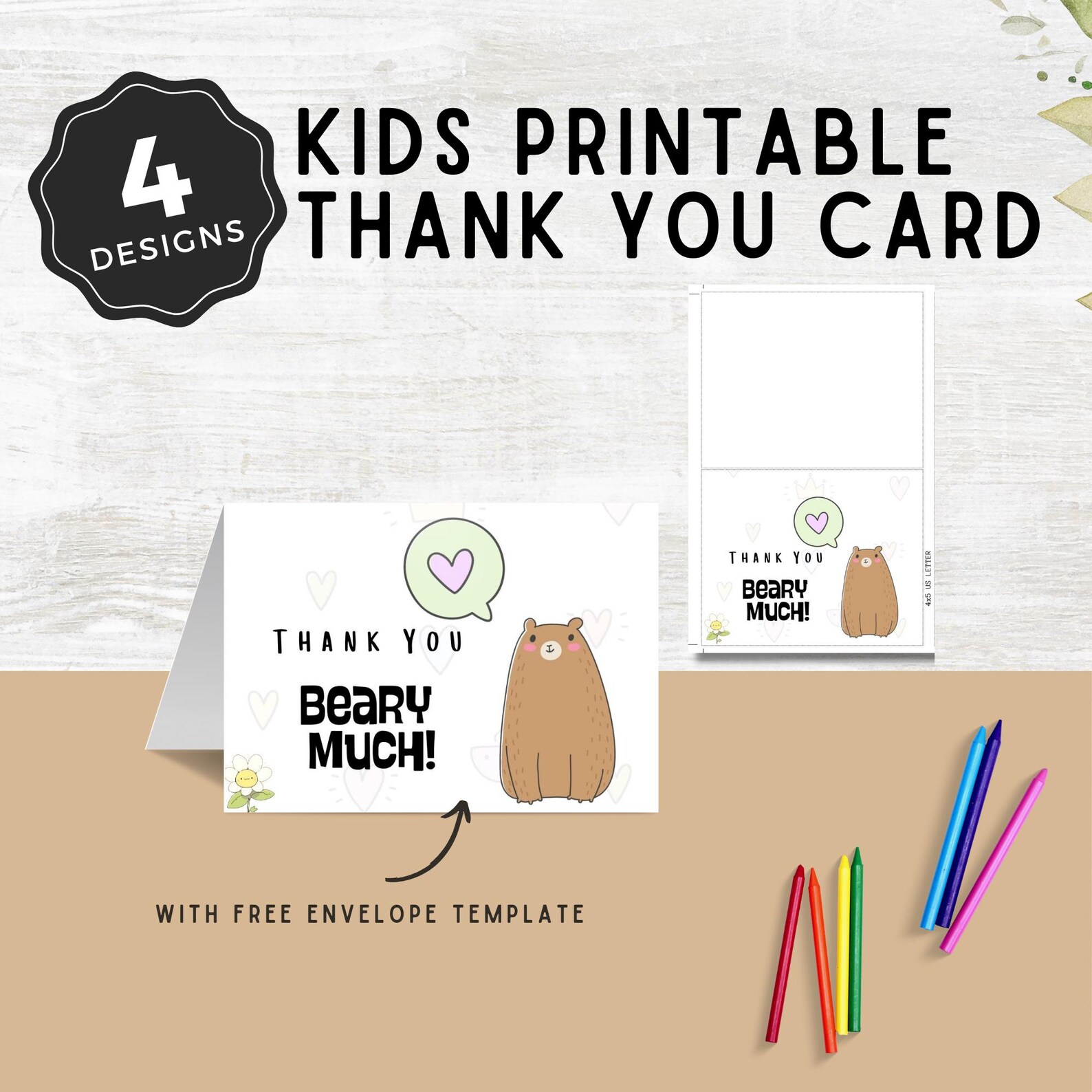 Kids Animal Thank You Cards: Printable Appreciation Notes (digital ...