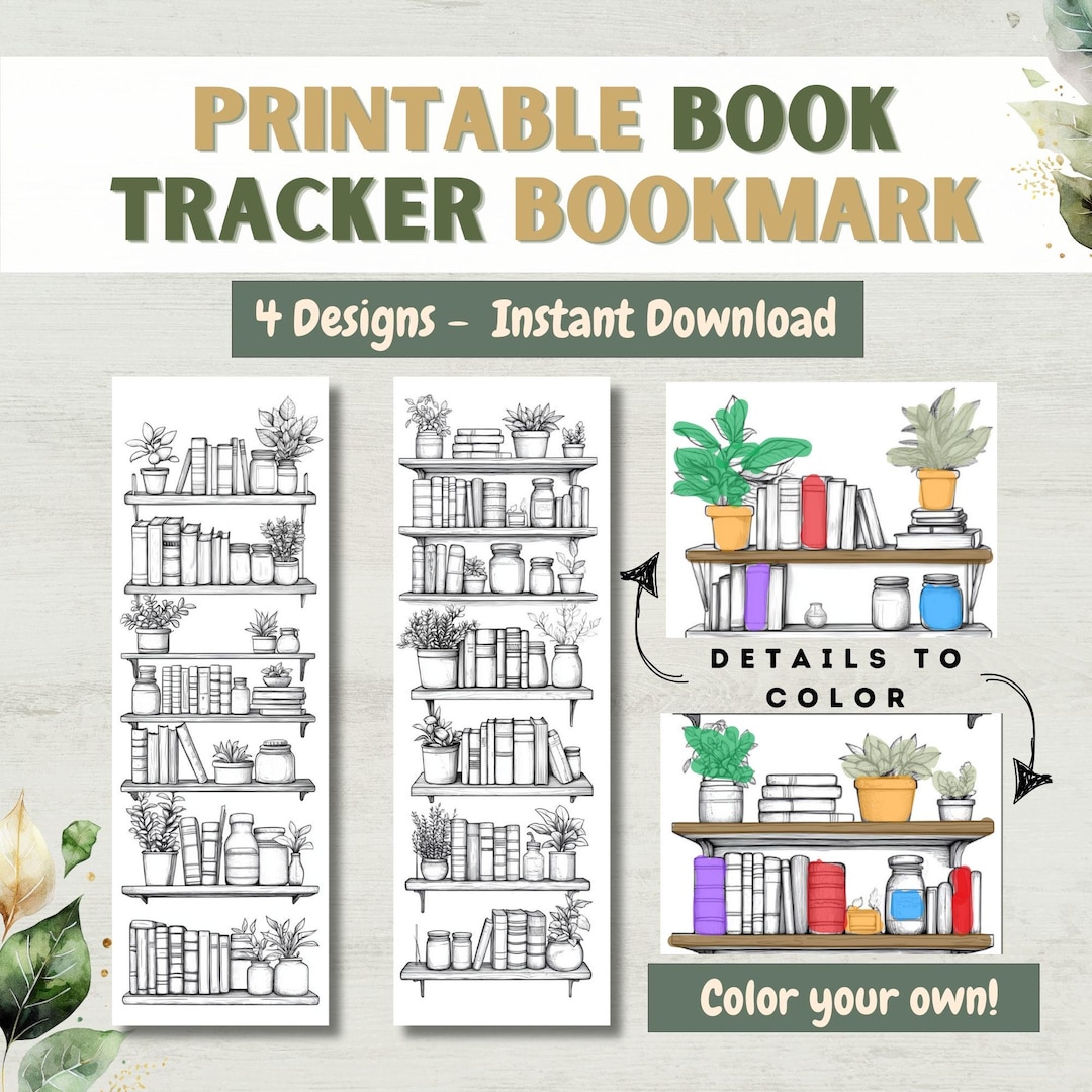 Printable Book Tracker Bookmarks, Reading Tracker, Color Your Own ...
