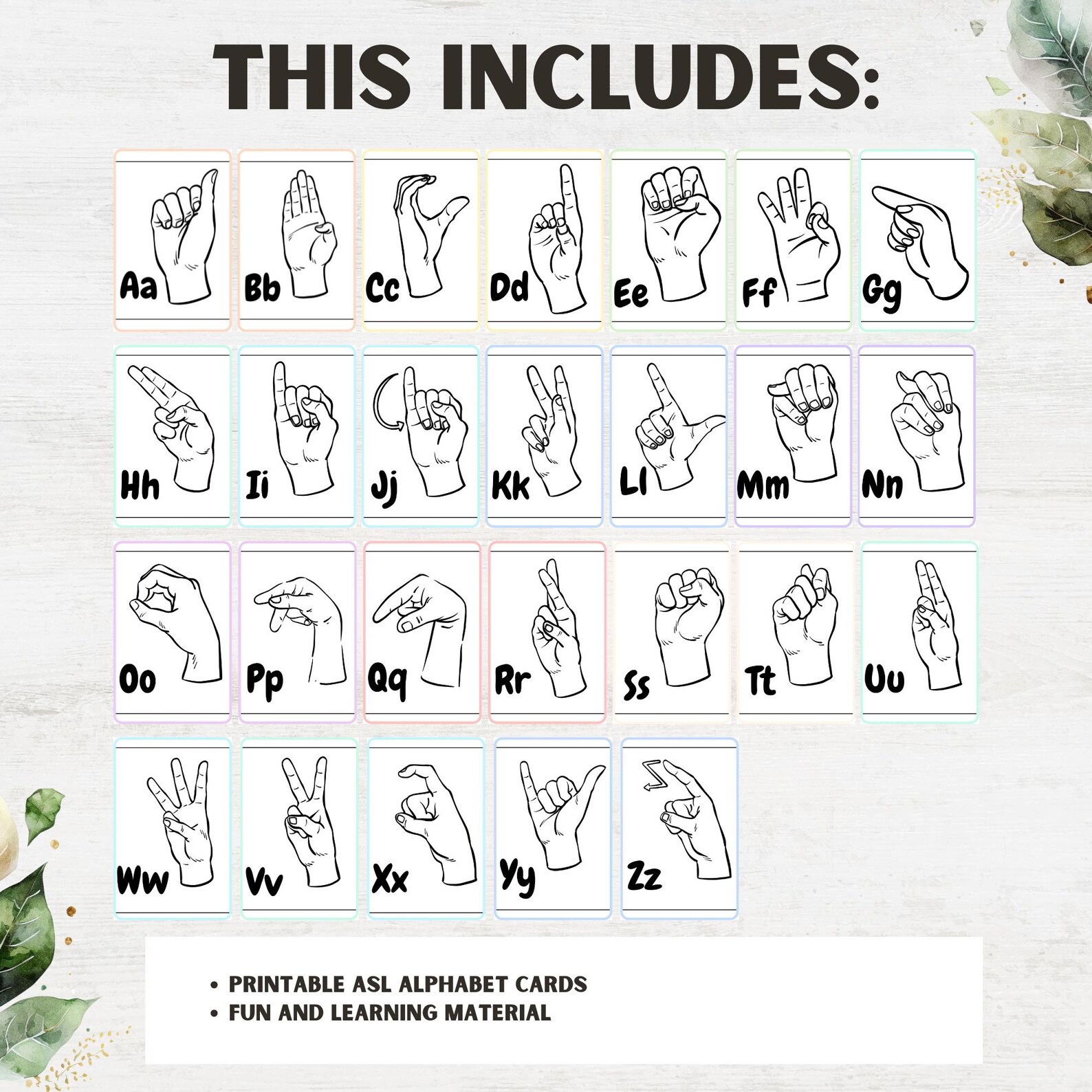 ASL Flash Cards: Alphabet Sign Language Printable (PDF Download) - Etsy