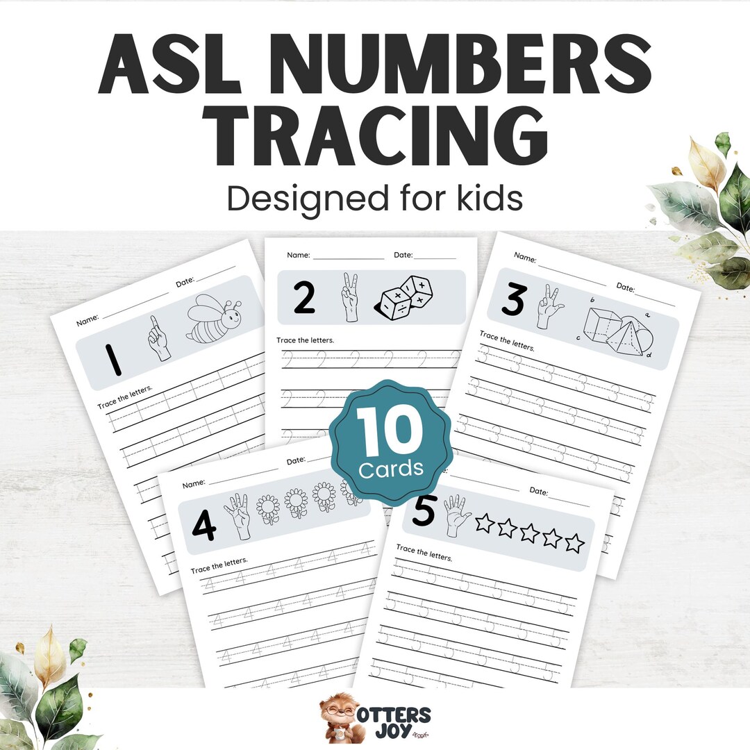 ASL Numbers Tracing Worksheets: Sign Language Learning for Kids PDF ...