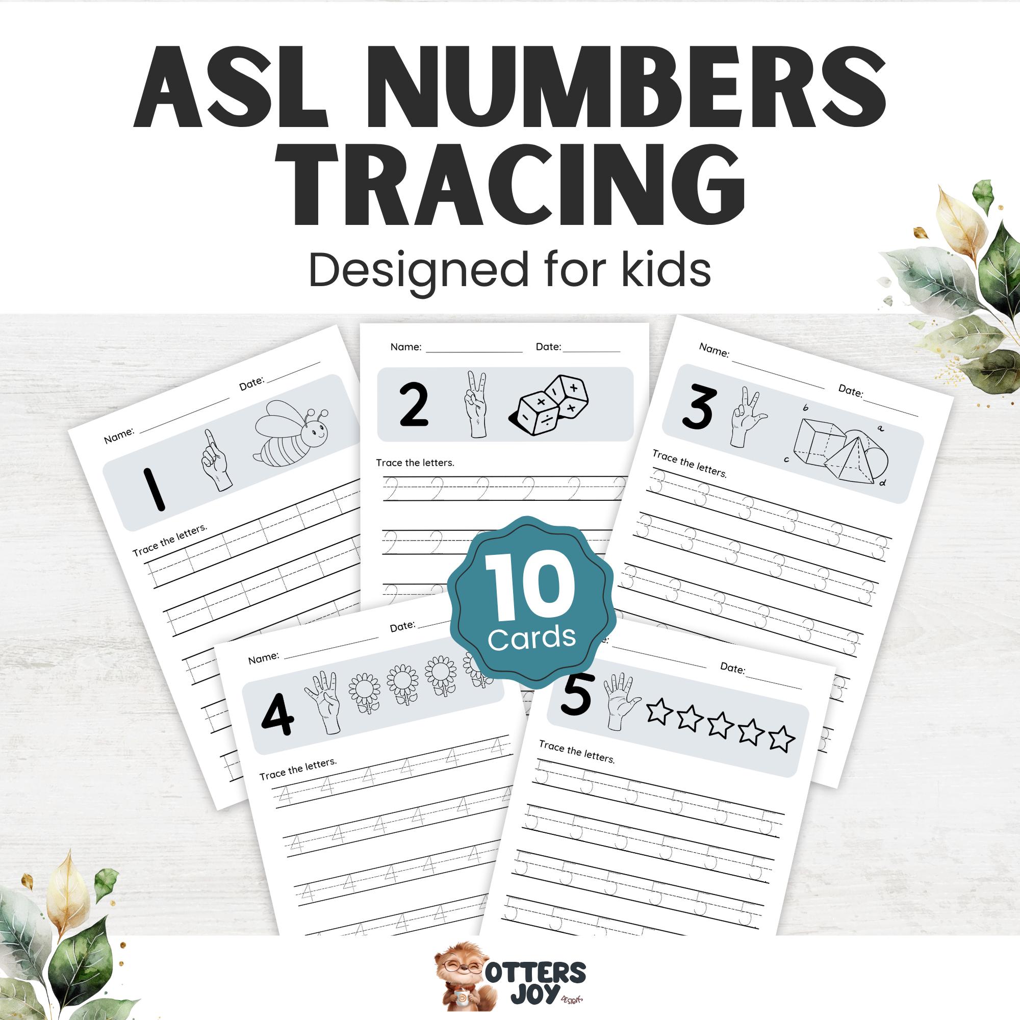 ASL Numbers Tracing Worksheets: Sign Language Learning for Kids PDF ...