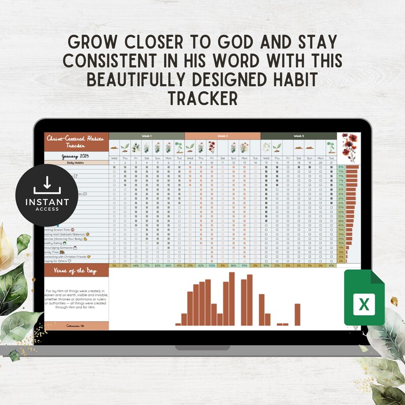 Christ-centered Habit Tracker: Faith Journal, Bible Spreadsheet ...