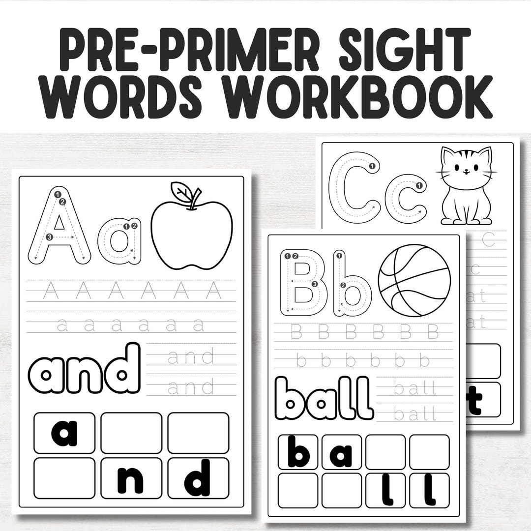 Pre-primer Sight Words Workbook, Kids Workbook for Learning ...