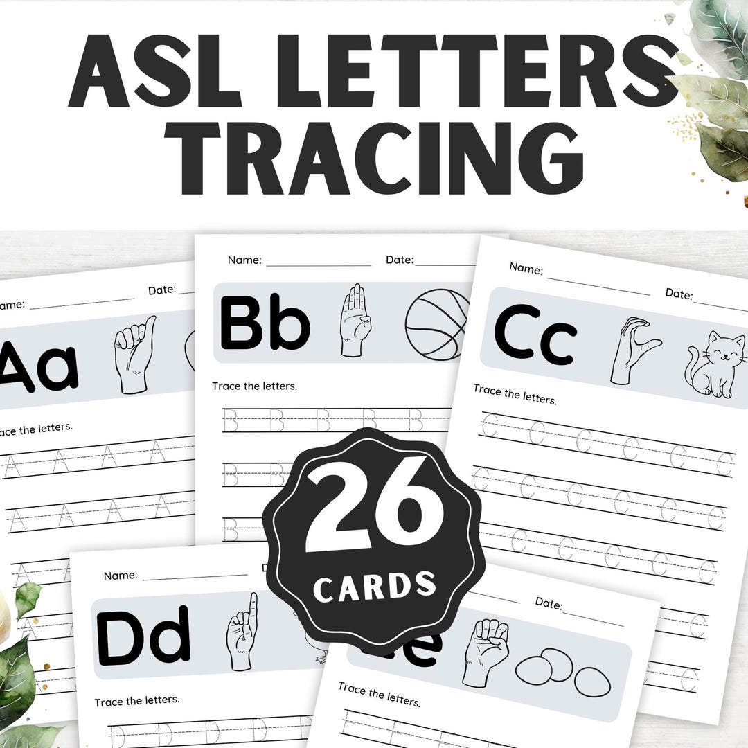 ASL Letters Tracing Book: American Sign Language Abcs PDF Download - Etsy