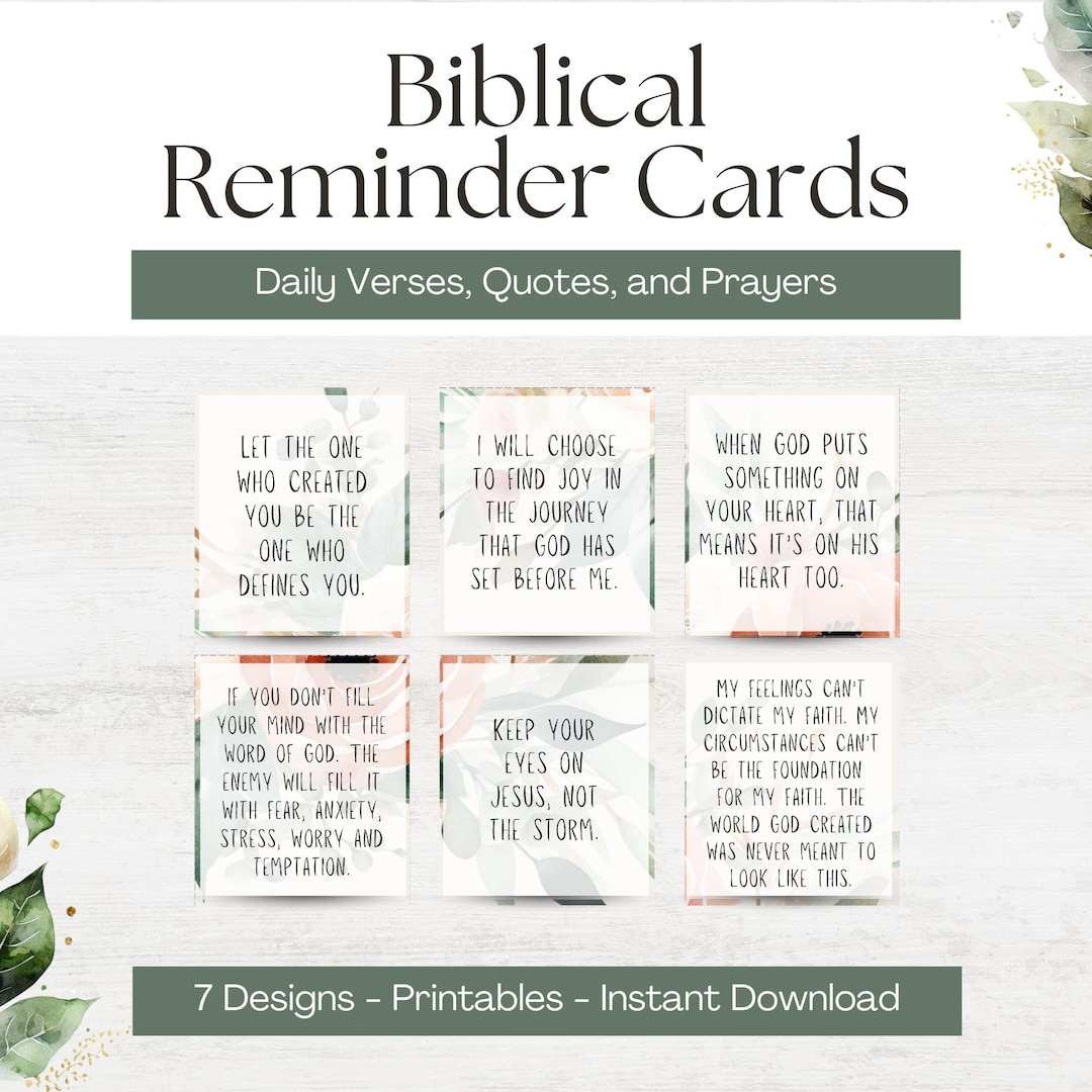 Bible Reminder Cards, Scripture Affirmation Cards, Faith Encouragement ...