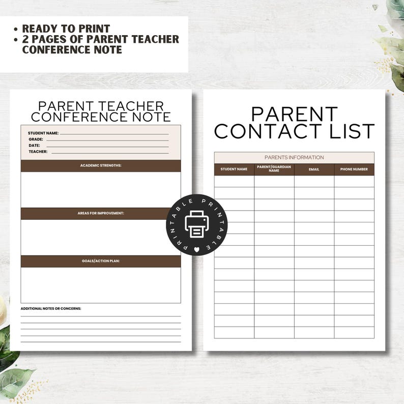 Parent Teacher Conference Notes: Communication Forms, Meeting Templates ...