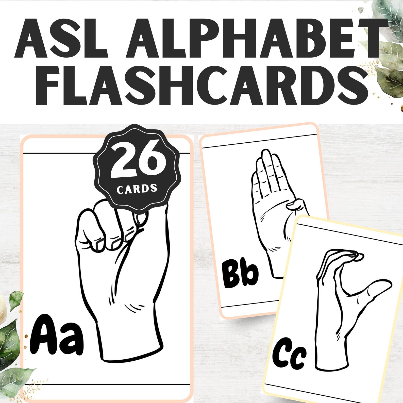 ASL Flash Cards: Alphabet Sign Language Printable (PDF Download) - Etsy