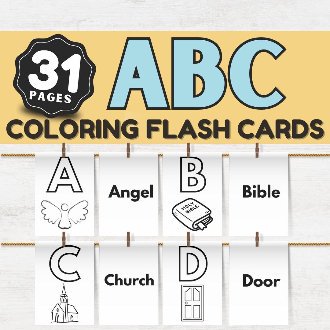 Abc's of Faith Flash Cards, Preschool Learning, Simple Coloring, Fun ...