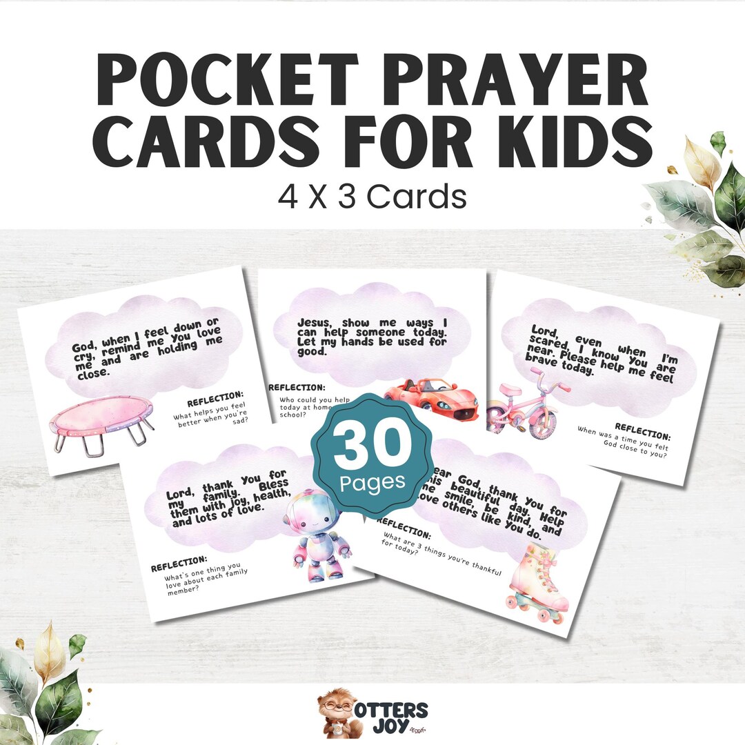 Kids Pocket Prayer Cards, Bible Verses, Daily Devotional (PDF Printable ...