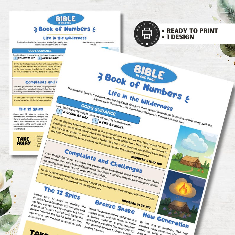Book of Numbers: Kids Bible Printable, Christian Learning (digital ...
