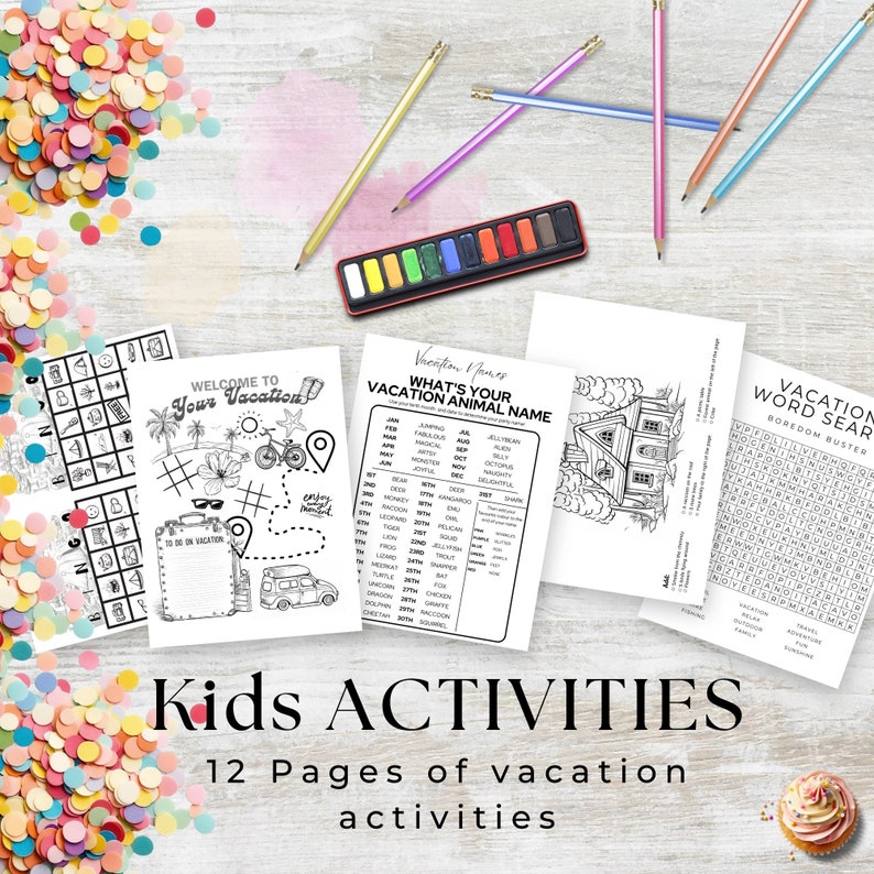 Printable Kids Vacation Activities Booklet Vacation Fun Creative ...