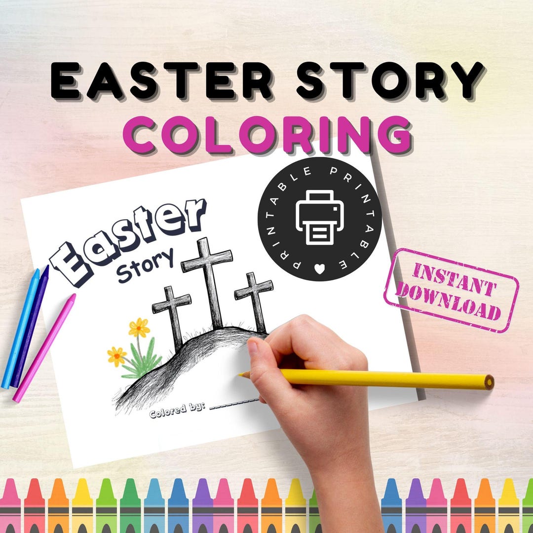 Religious Easter Coloring Book, Christian Easter Story, Printable ...