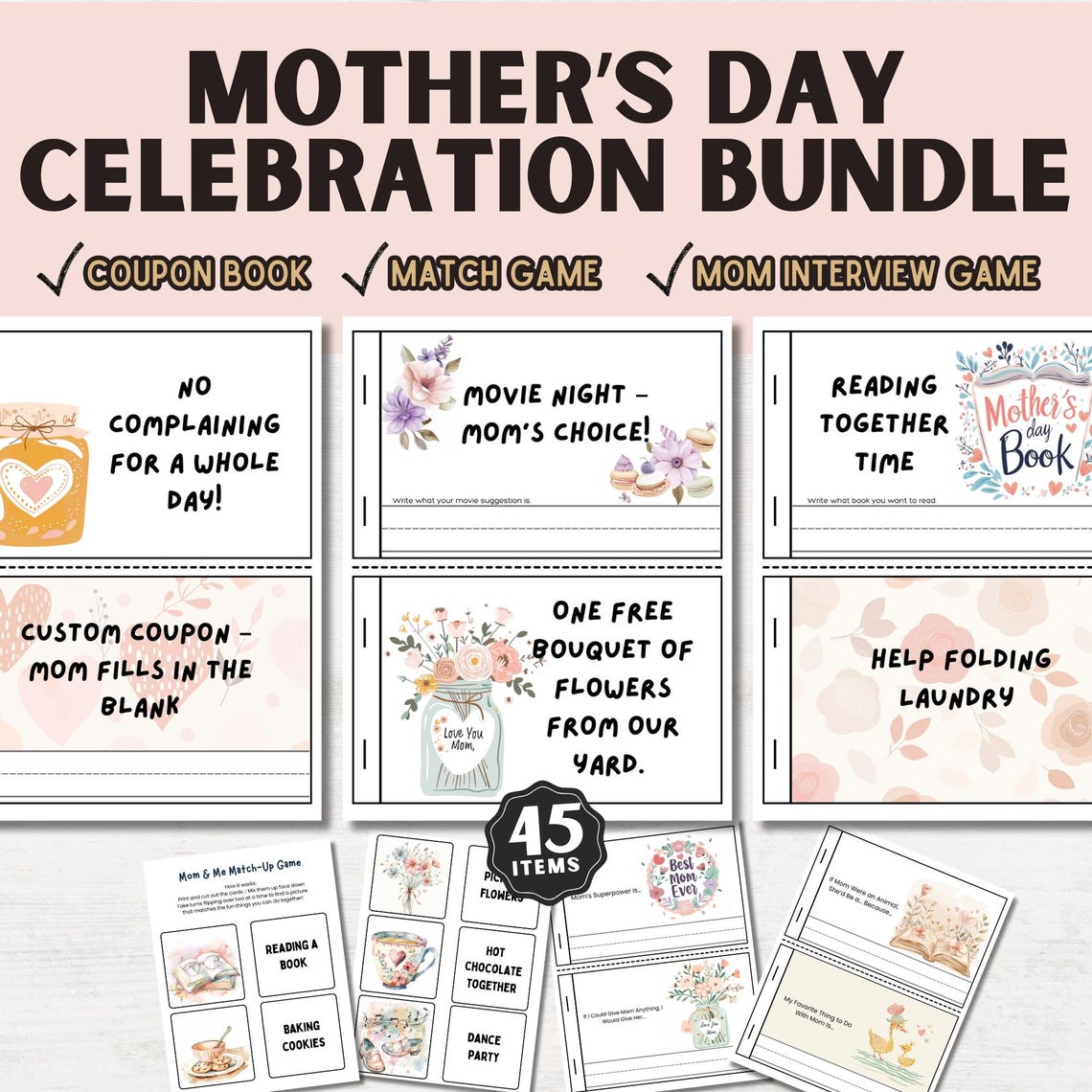 Mother's Day Coupon Book: Printable Vouchers for New Mom (digital ...