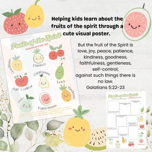 Fruit of the Spirit Printable Posters, Christian Kids Wall Art Decor ...