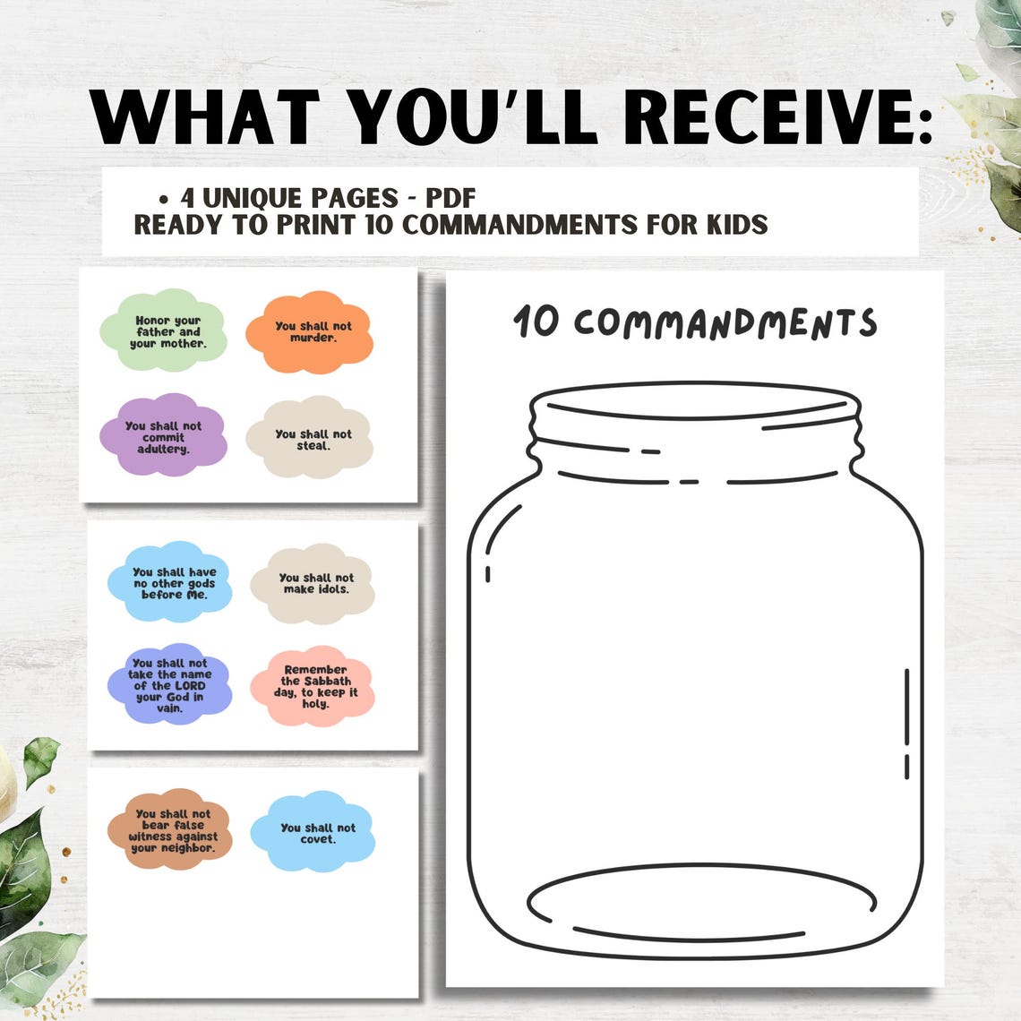 10 Commandments Scripture Jar: Christian Family Bible Crafts (PDF ...