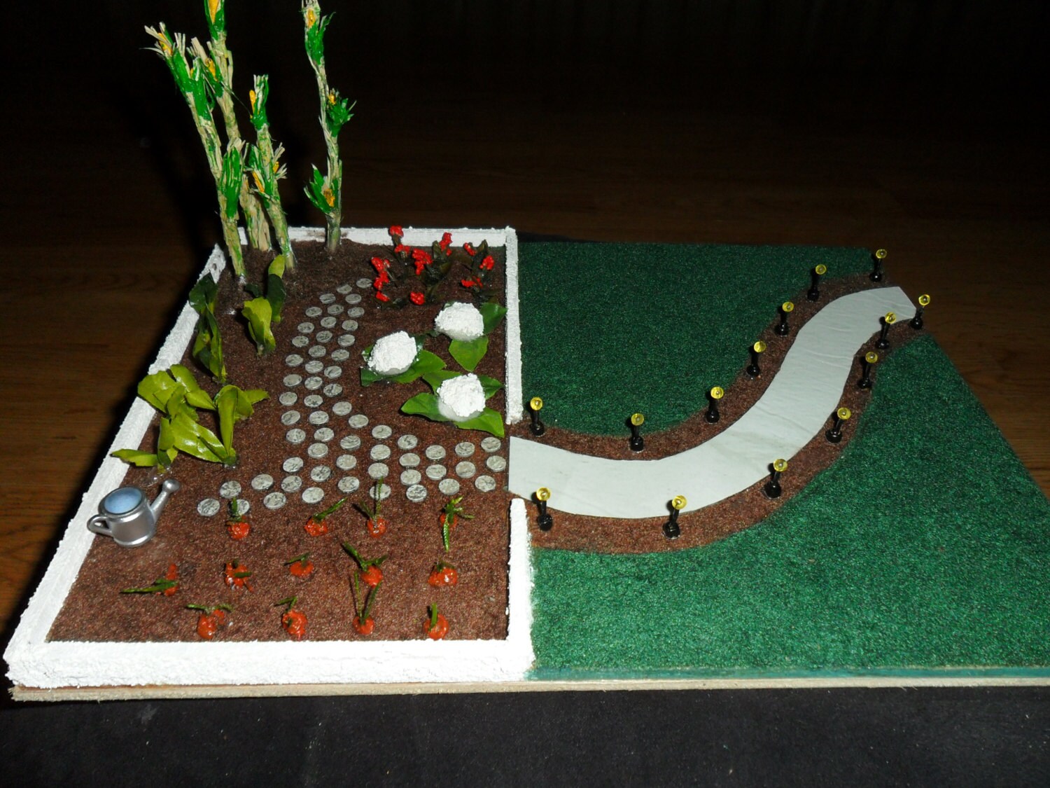 Miniature landscape dioramavegetable garden path lawn. | Etsy