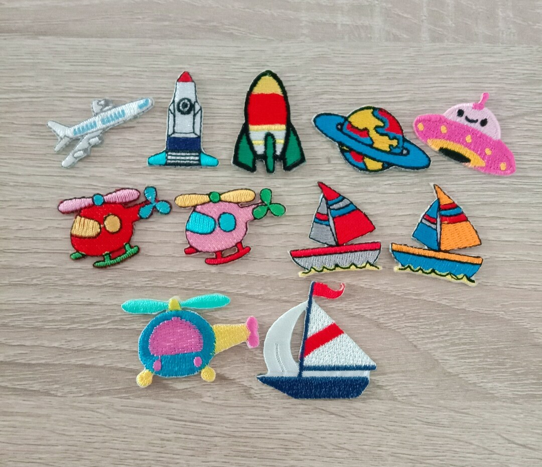 Embroidered Tiny Airplane Patch, Rocket Missile Patch, Saturn Iron on ...