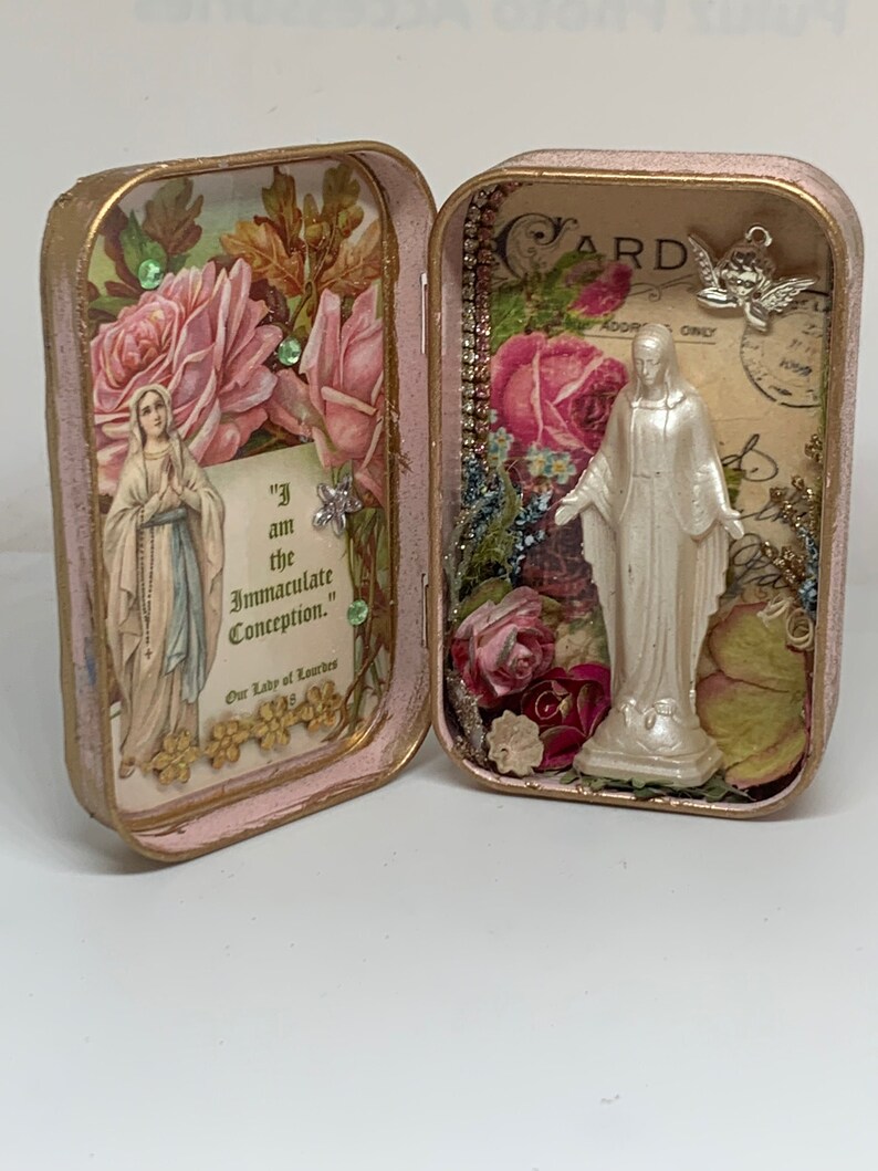 Virgin Mary Blessed Mother Pocket Shrine Altered Altoid - Etsy