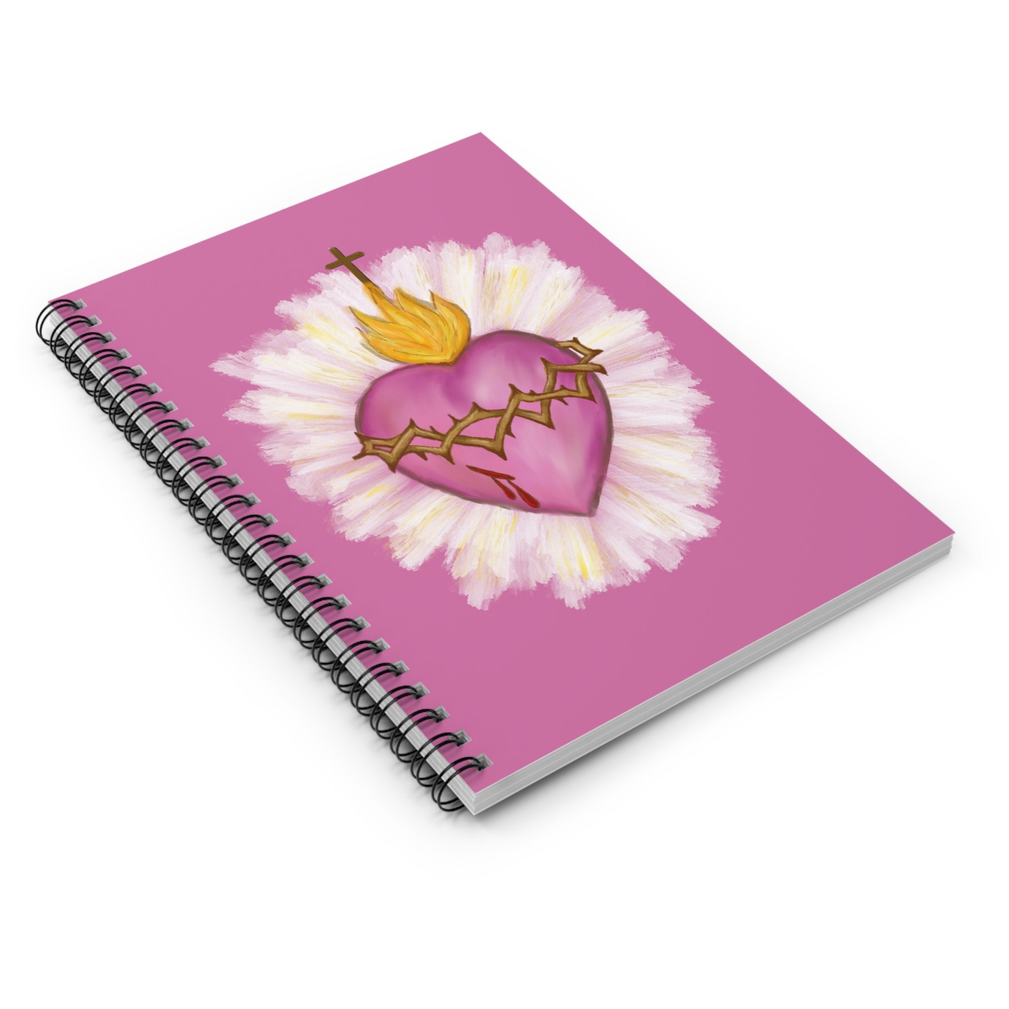 Sacred Heart of Jesus- Pink- Journal Spiral Notebook - Ruled Line - Etsy