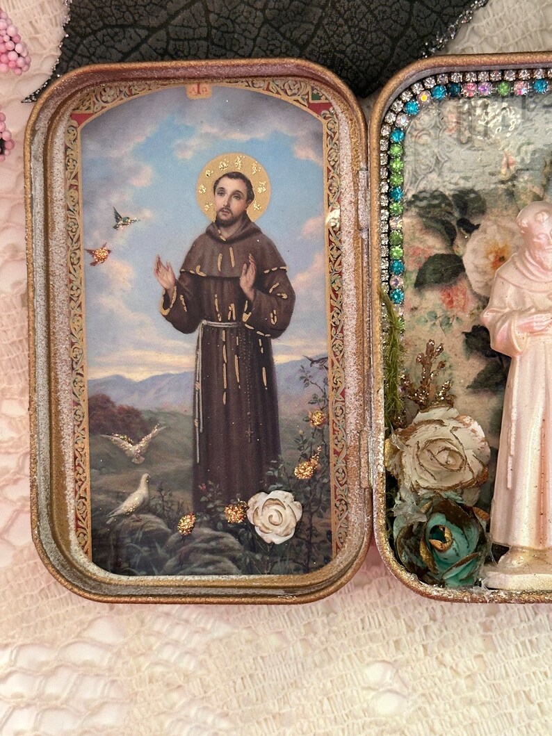 St Francis of Assisi Altered Altoid Tin, Assemblage Art, Retablo, Nicho ...