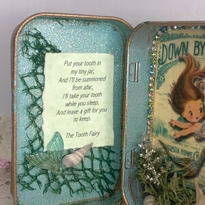 Vintage Mermaid Tooth Fairy Altered Tin, Tooth Fairy Box, Mermaid Box ...