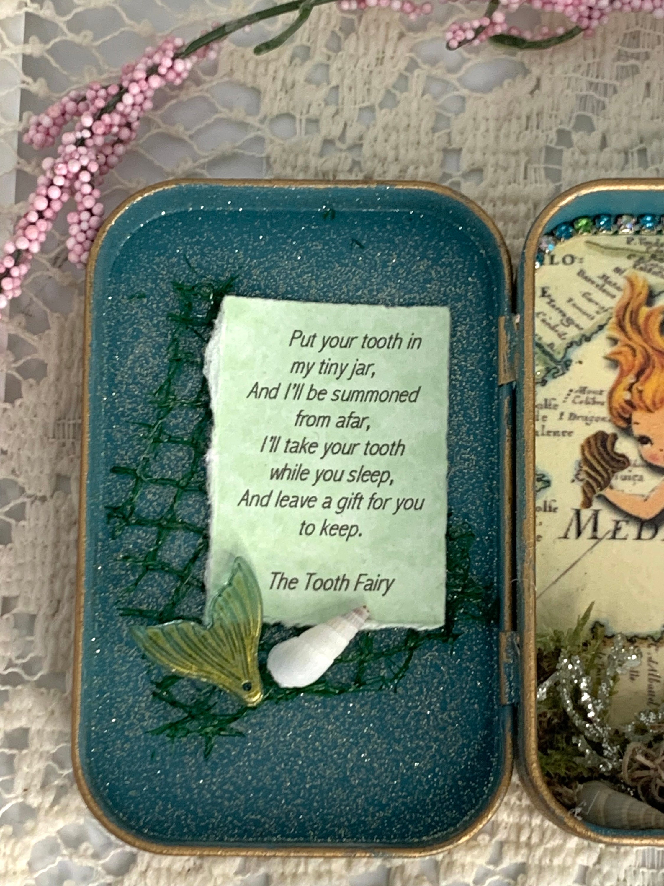 Vintage Mermaid Tooth Fairy Altered Tin, Tooth Fairy Box, Mermaid Box ...