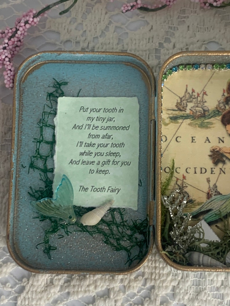 Vintage Mermaid Tooth Fairy Altered Tin, Tooth Fairy Box, Mermaid Box ...