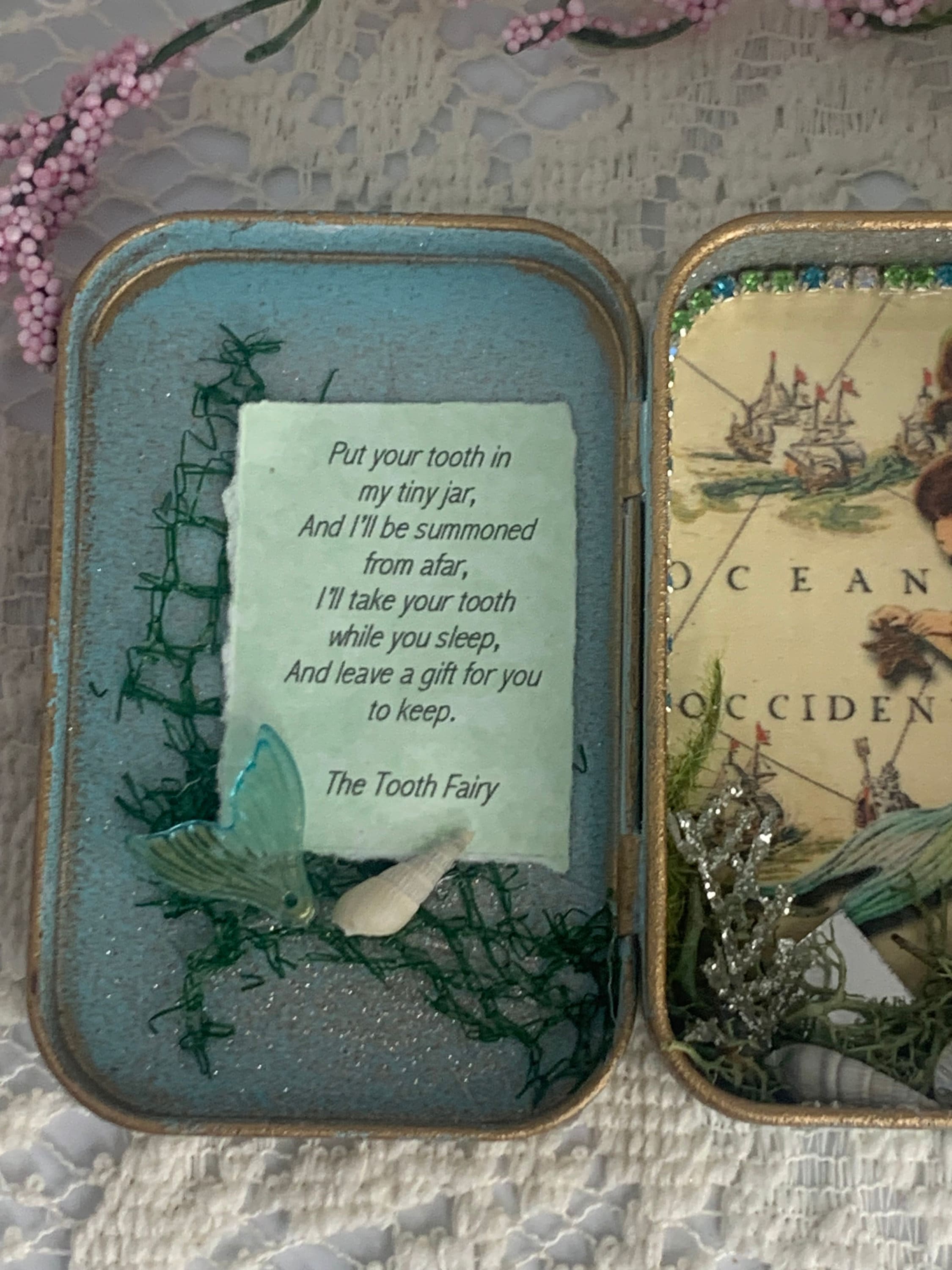 Vintage Mermaid Tooth Fairy Altered Tin, Tooth Fairy Box, Mermaid Box ...