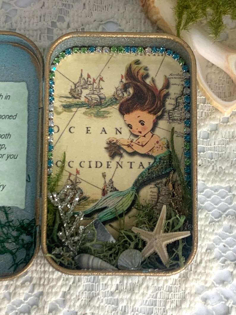 Vintage Mermaid Tooth Fairy Altered Tin, Tooth Fairy Box, Mermaid Box ...