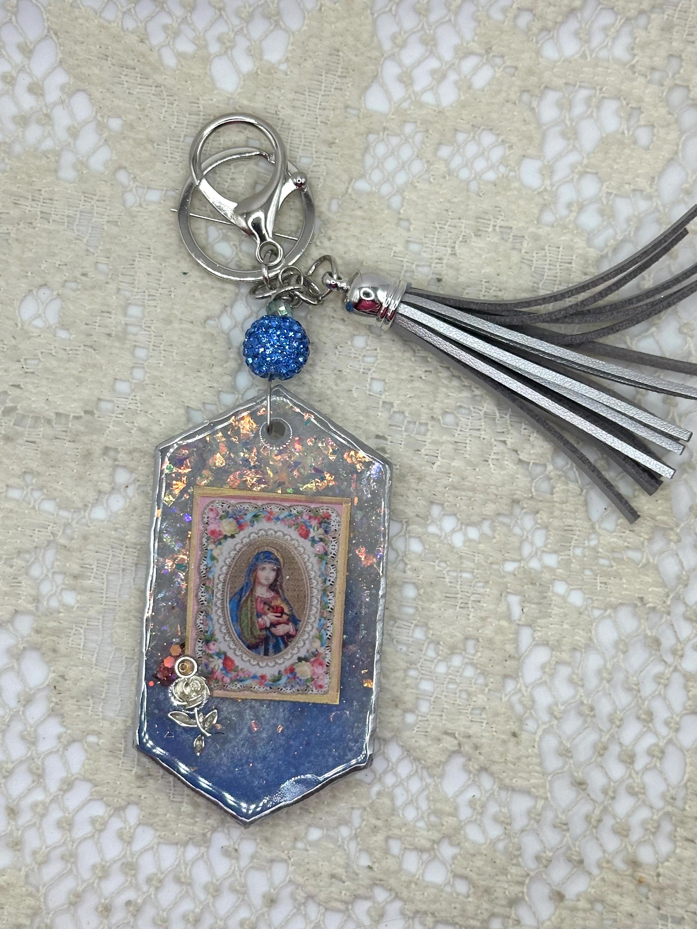 Handmade Virgin Mary Keychain: Epoxy Catholic Gift With Tassel - Etsy
