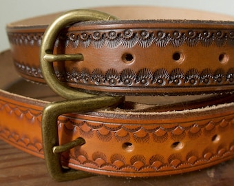 Hand Carved Wild Rose Belt HOLMES Custom
