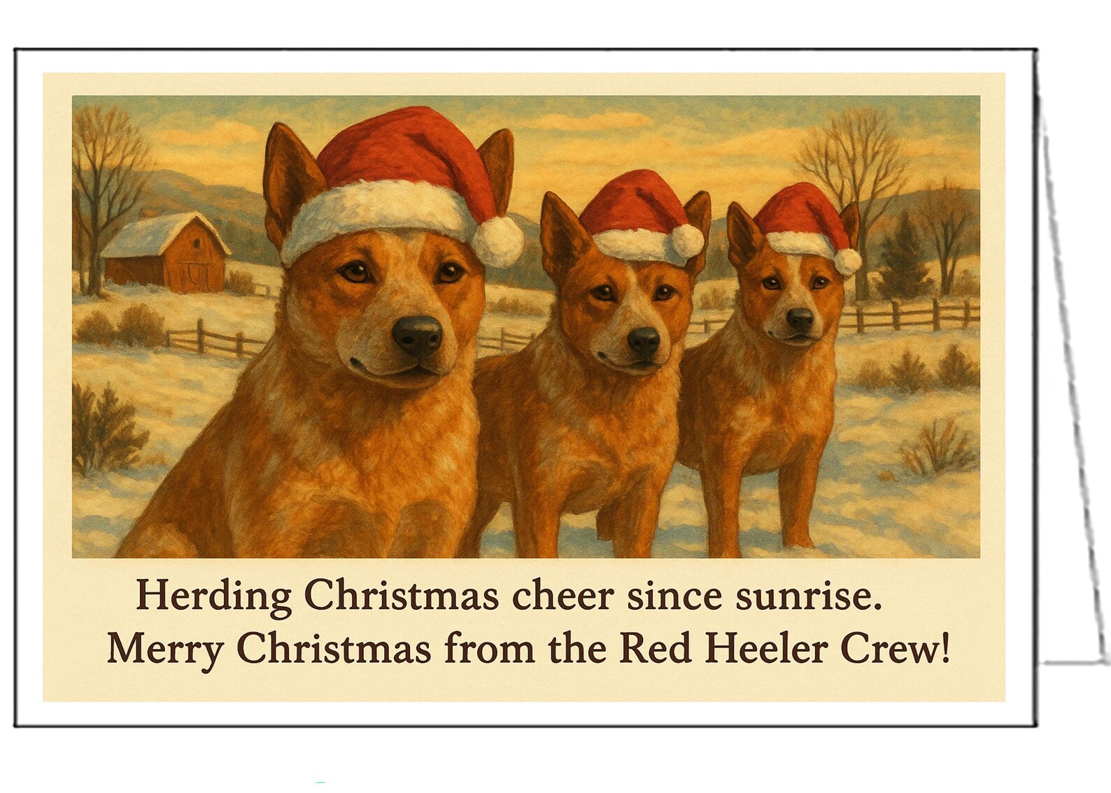 Charming Red Heeler - Australian Cattle Dog Fine Art Christmas Cards ...