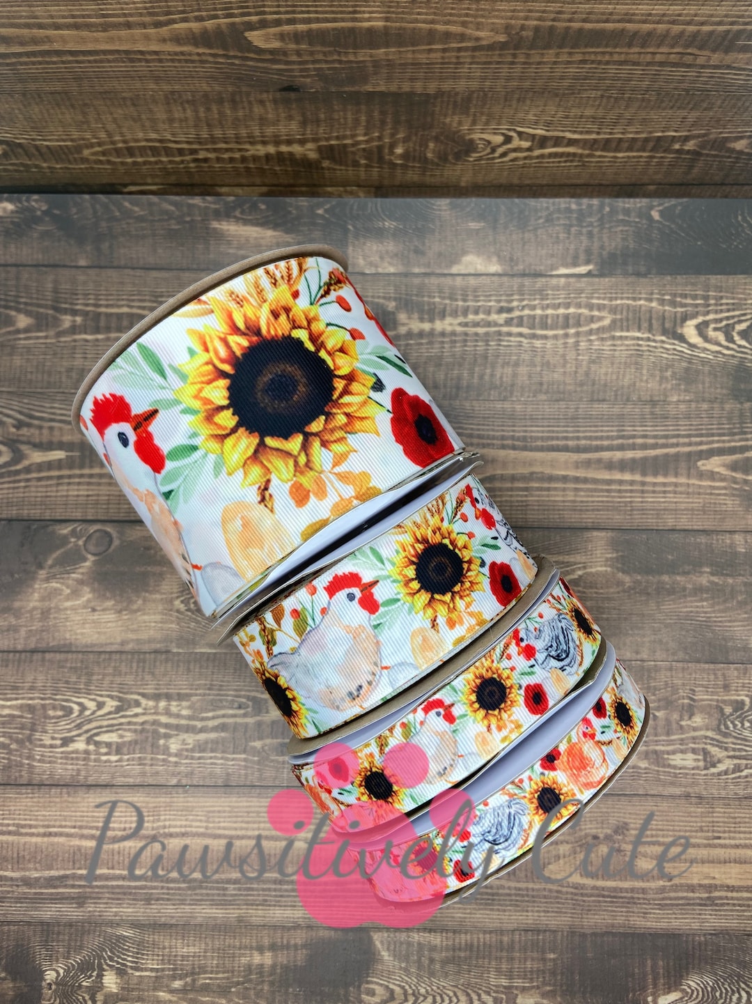 3 Yards of Watercolor Chicken Ribbon ~ 3”, 1.5”, 7/8”, & 5/8” - Etsy