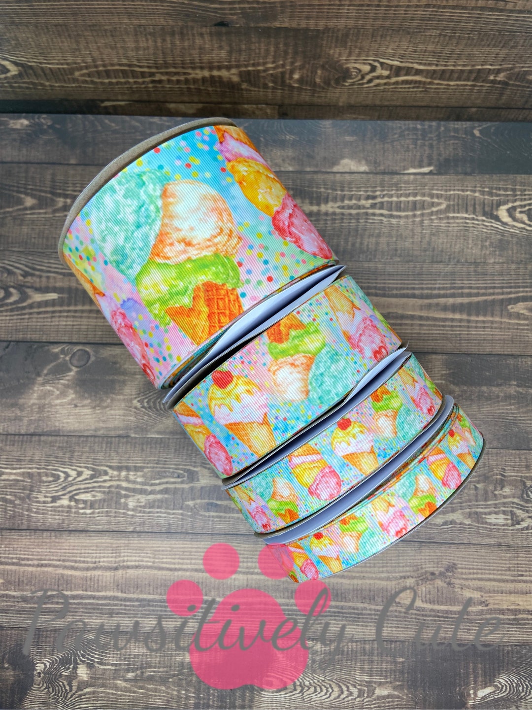 3 Yards of Watercolor Ice Cream Ribbon ~ 5/8", 7/8", 1.5", or 3" - Etsy