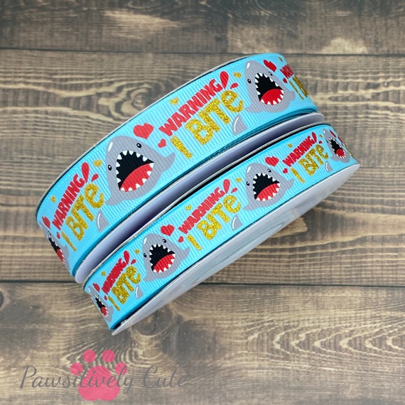 3 yards of Warning I bite shark ribbon 5/8 7/8 or 3 | Etsy