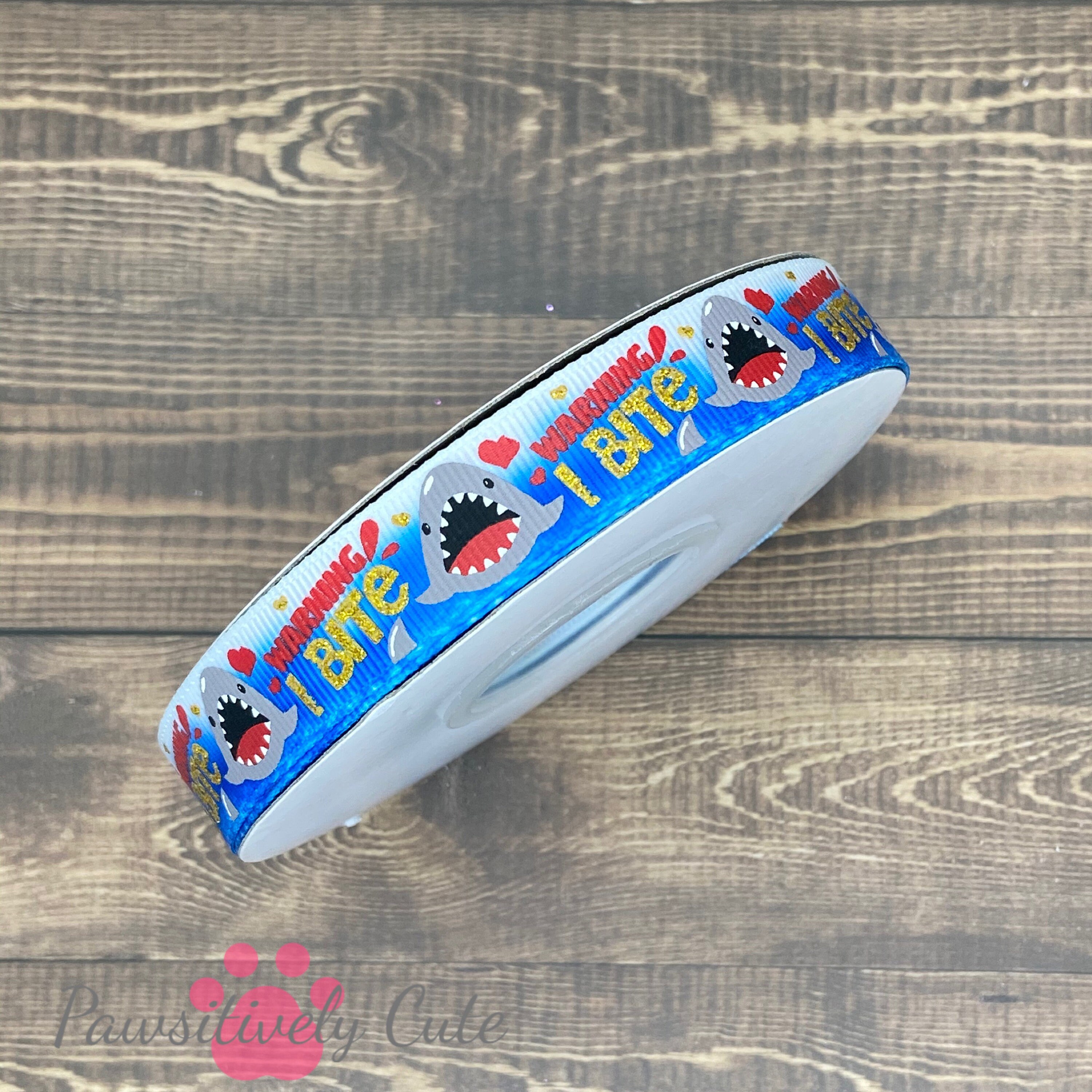 3 yards of Warning I bite shark ribbon 5/8 7/8 or 3 | Etsy