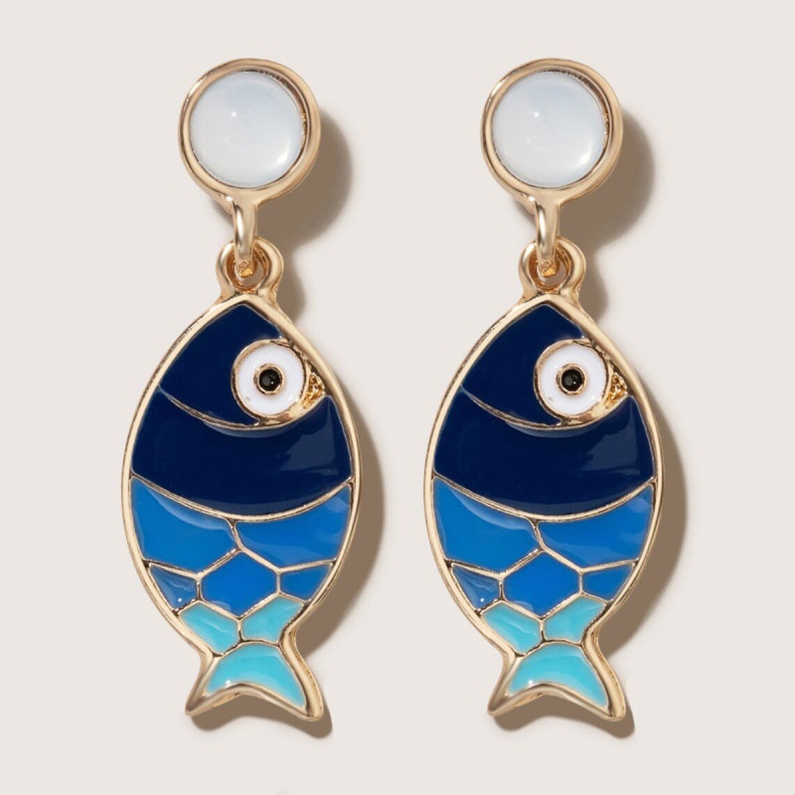 Fish Earrings Marine Earrings Enamel Small Fish Boho - Etsy