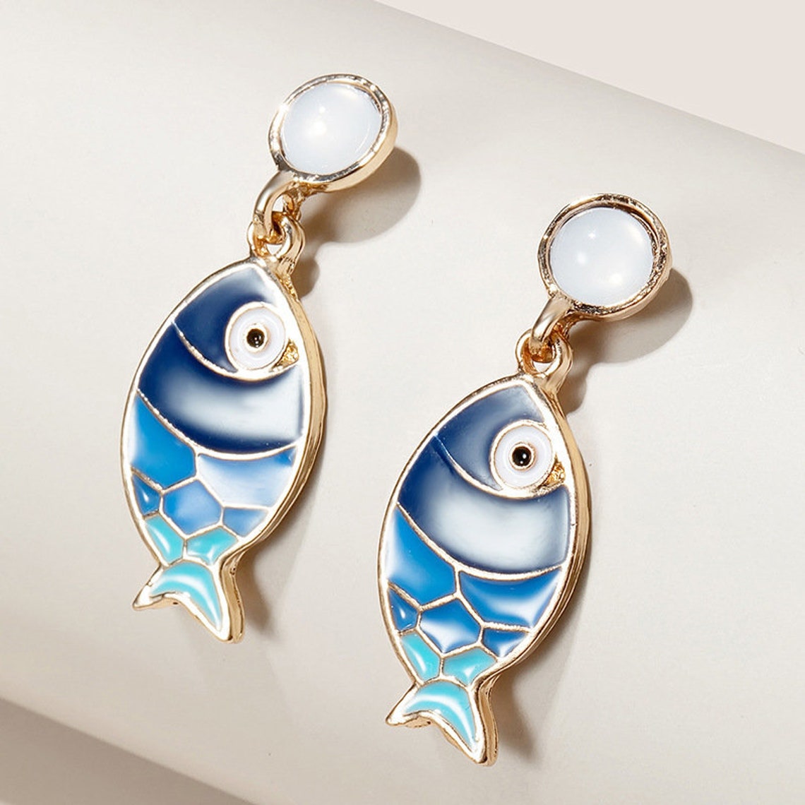 Fish Earrings Marine Earrings Enamel Small Fish Boho - Etsy