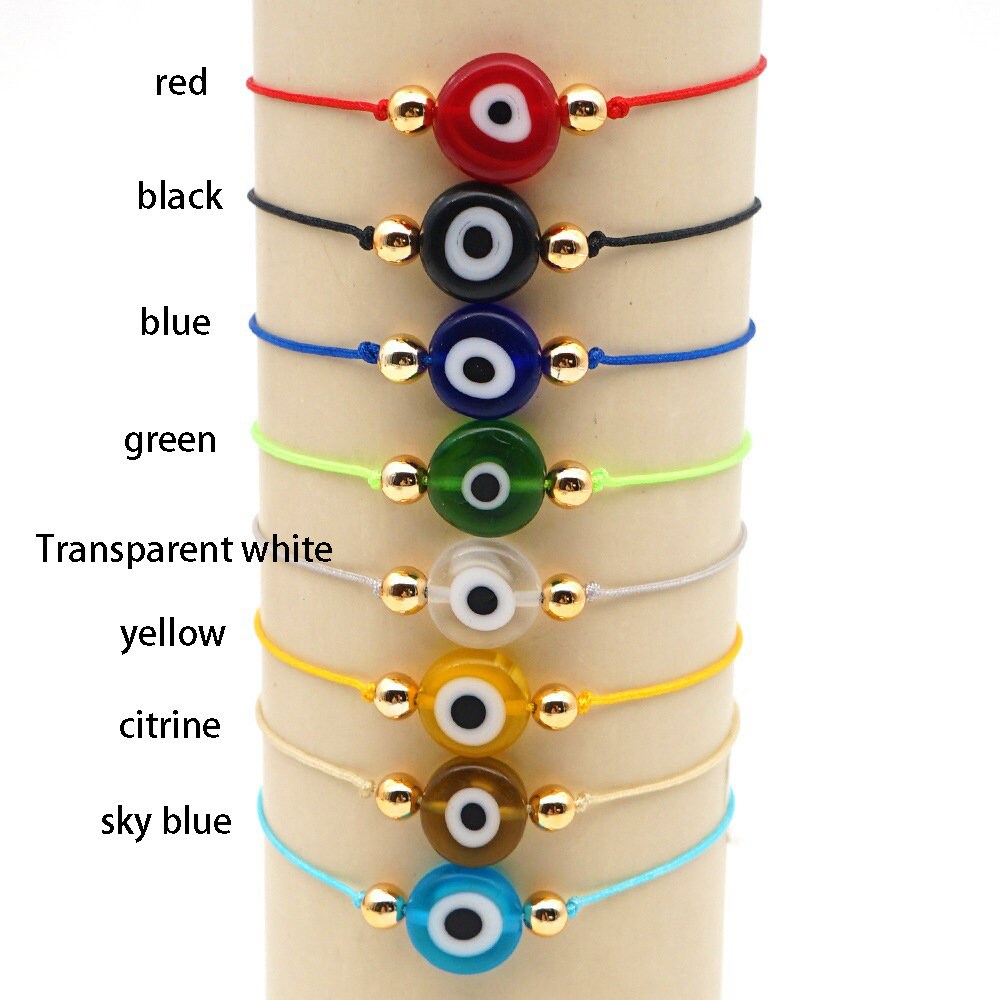 Evil Eye Bracelet Tiny Thread Braided Eye Gold Bead Bracelet - Etsy