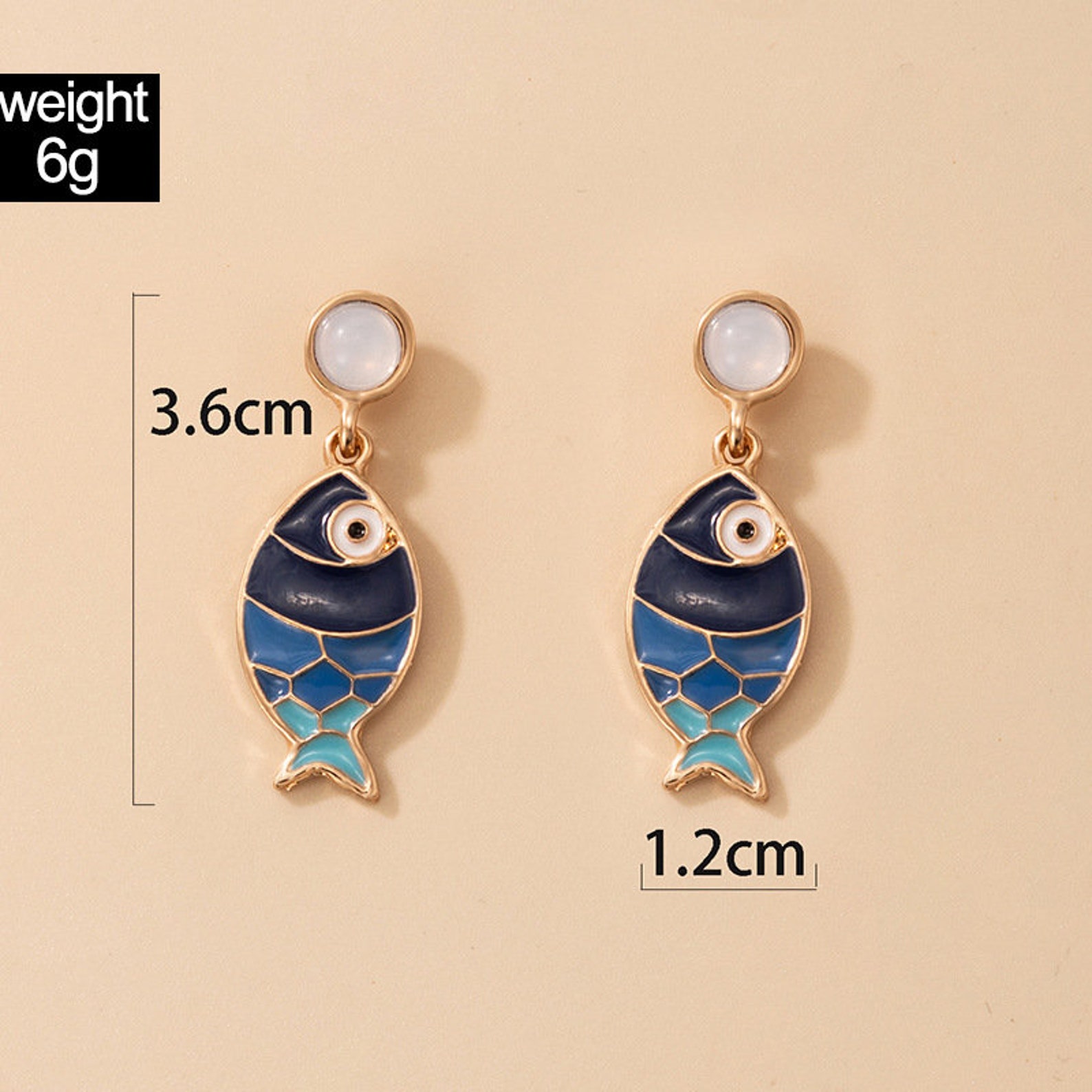 Fish Earrings Marine Earrings Enamel Small Fish Boho - Etsy