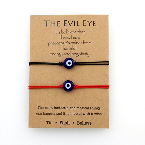 Blue Evil Eye Red String Adjustable Bracelet Unisex - Etsy