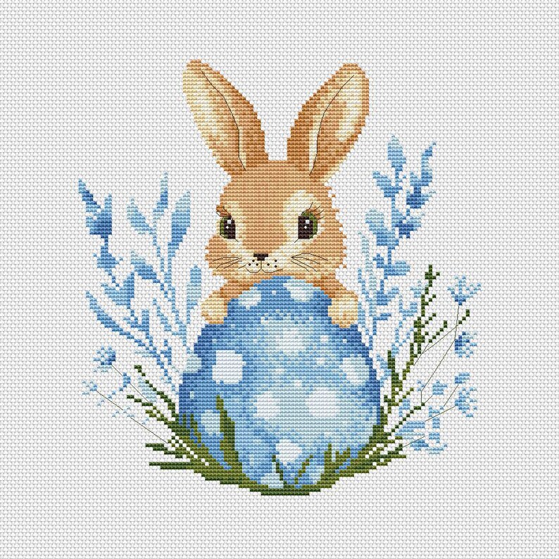 Bunny and Easter Egg Counted Cross Stitch Pattern (PDF + XSD) - Etsy UK