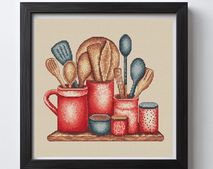 Cross Stitch Pattern Pdf Vintage Kitchen, Printable Pdf Pattern ...